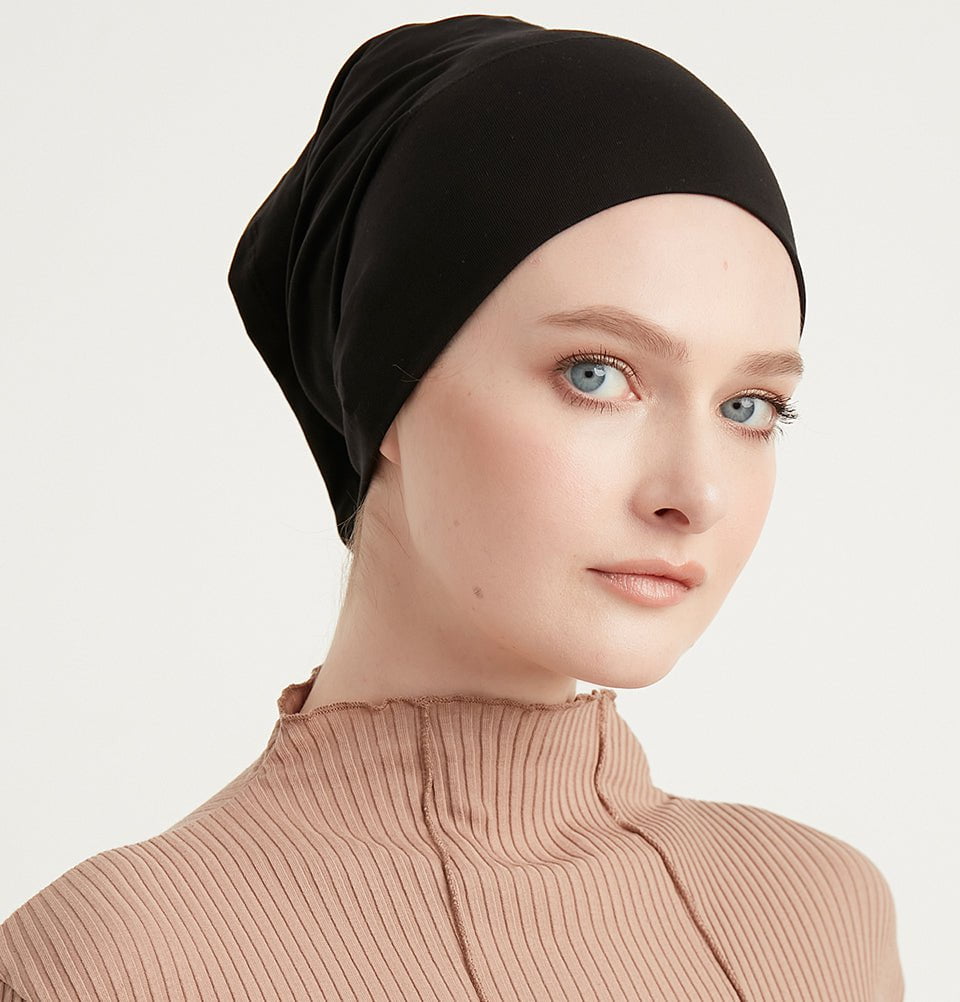 Premium Cotton Tube Underscarf - Black