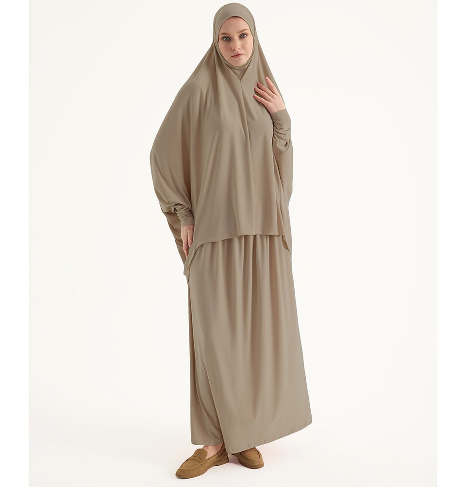 Modefa Premium Women's Islamic Two Piece Prayer Dress - Mink