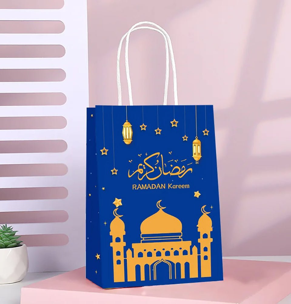 Ramadan Kareem Paper Party Favor Gift Bag - Small Blue