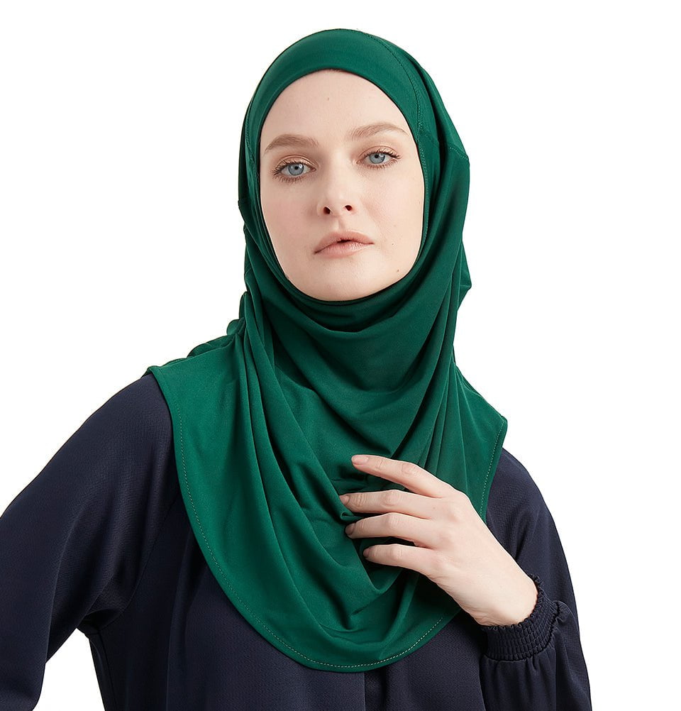 Modefa Premium One Piece Instant Short Hijab - Emerald Green