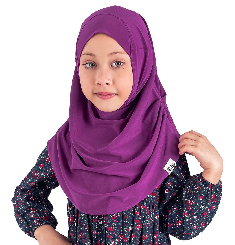 Girl's Simple One Piece Hijab - Small - (Fuchsia)