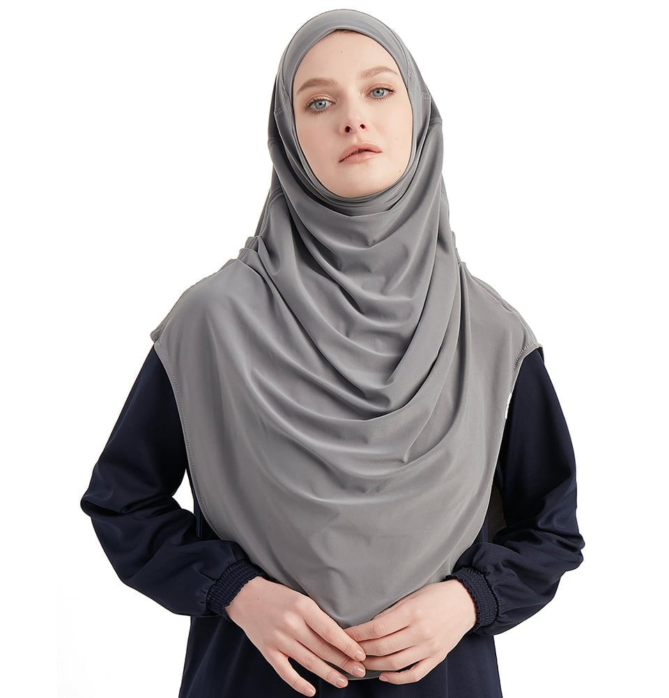 Modefa Premium One Piece Instant Long Hijab – Grey