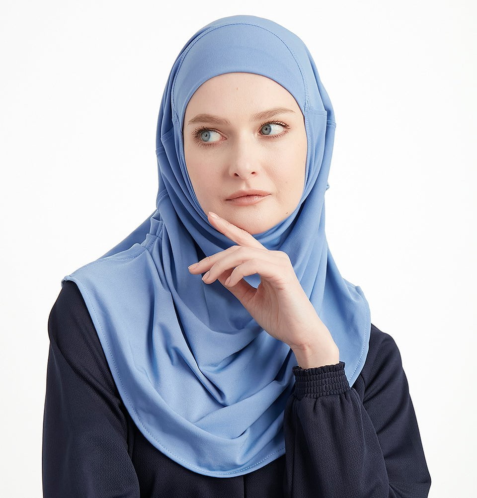 Modefa Premium One Piece Instant Short Hijab - Light Blue