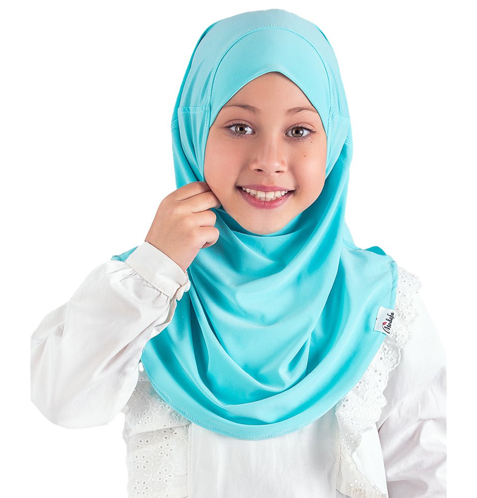 Girl's Simple One Piece Hijab - Small - (Turquoise)