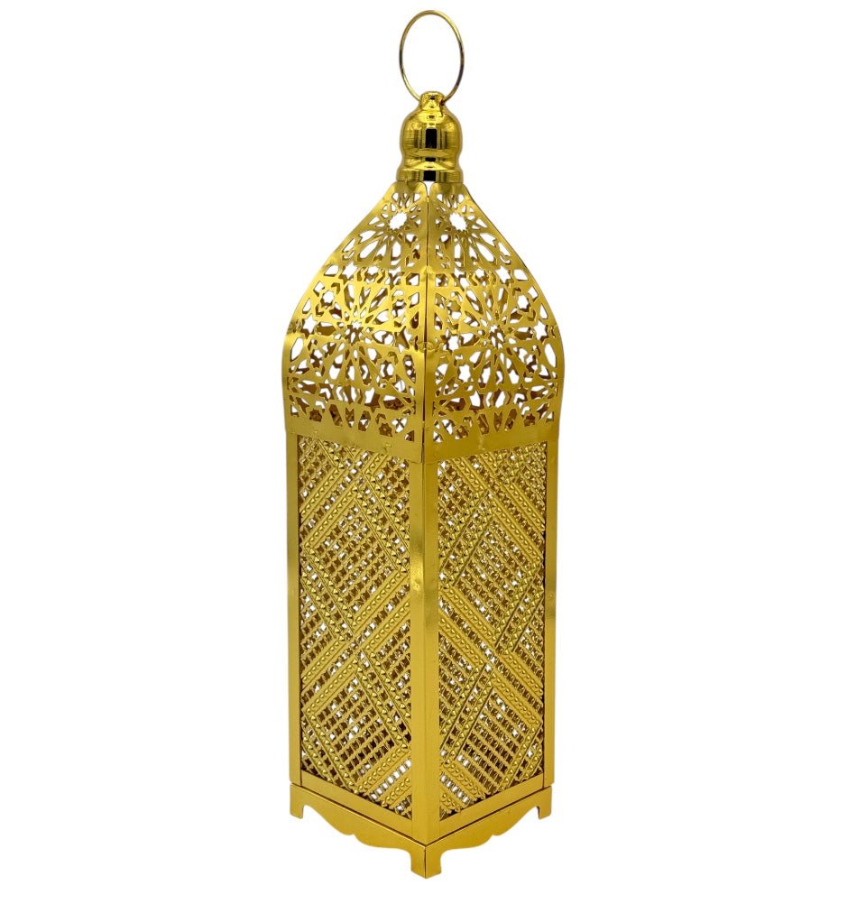 Islamic Holiday Decor | Ramadan Fanoos Lantern 13in - Gold