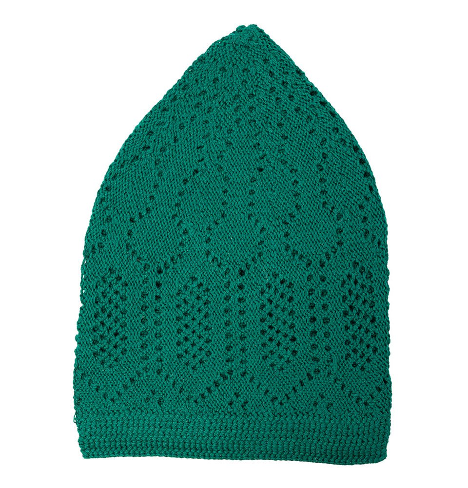 Islamic Men's Knit Kufi Cap - Emerald