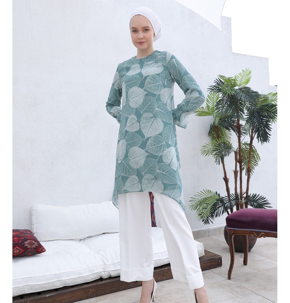 Modest Women's Formal Leaf Tunic 5794-B47 - Mint