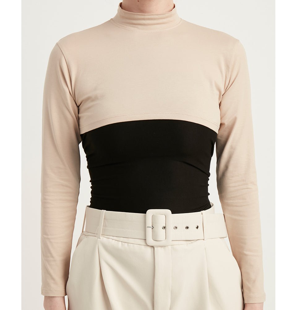 Premium Cotton Long Sleeve Neck Cover - Beige