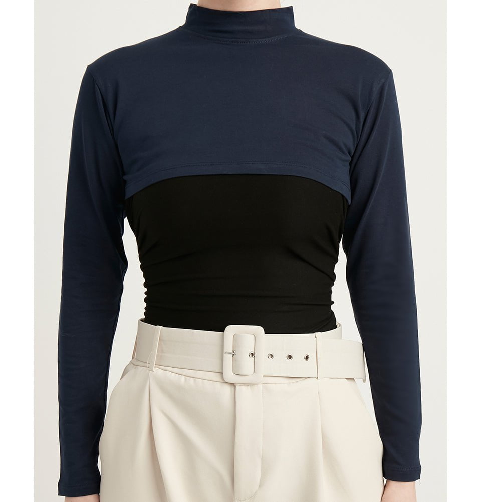 Premium Cotton Long Sleeve Neck Cover - Navy