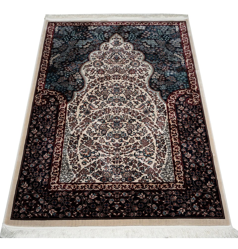 Luxury Velvet Carpet Islamic Prayer Rug Lale - Beige
