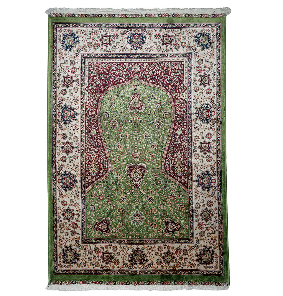 Luxury Velvet Carpet Islamic Prayer Rug Shehzade - Lavish Green