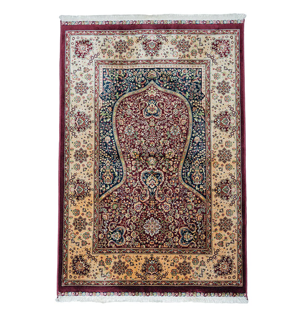 Luxury Velvet Carpet Islamic Prayer Rug Shehzade - Royal Red