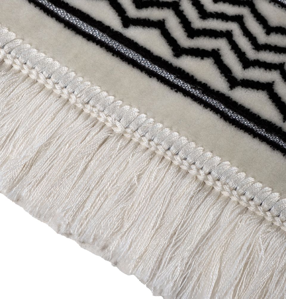 Palestine Velvet Islamic Prayer Rug - Aqsa Black & White