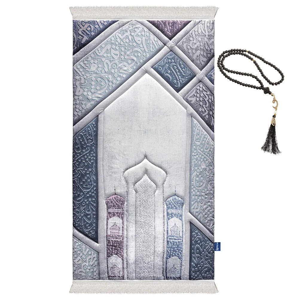 Premium Foldable Cushion Prayer Mat - Call to Prayer Blue
