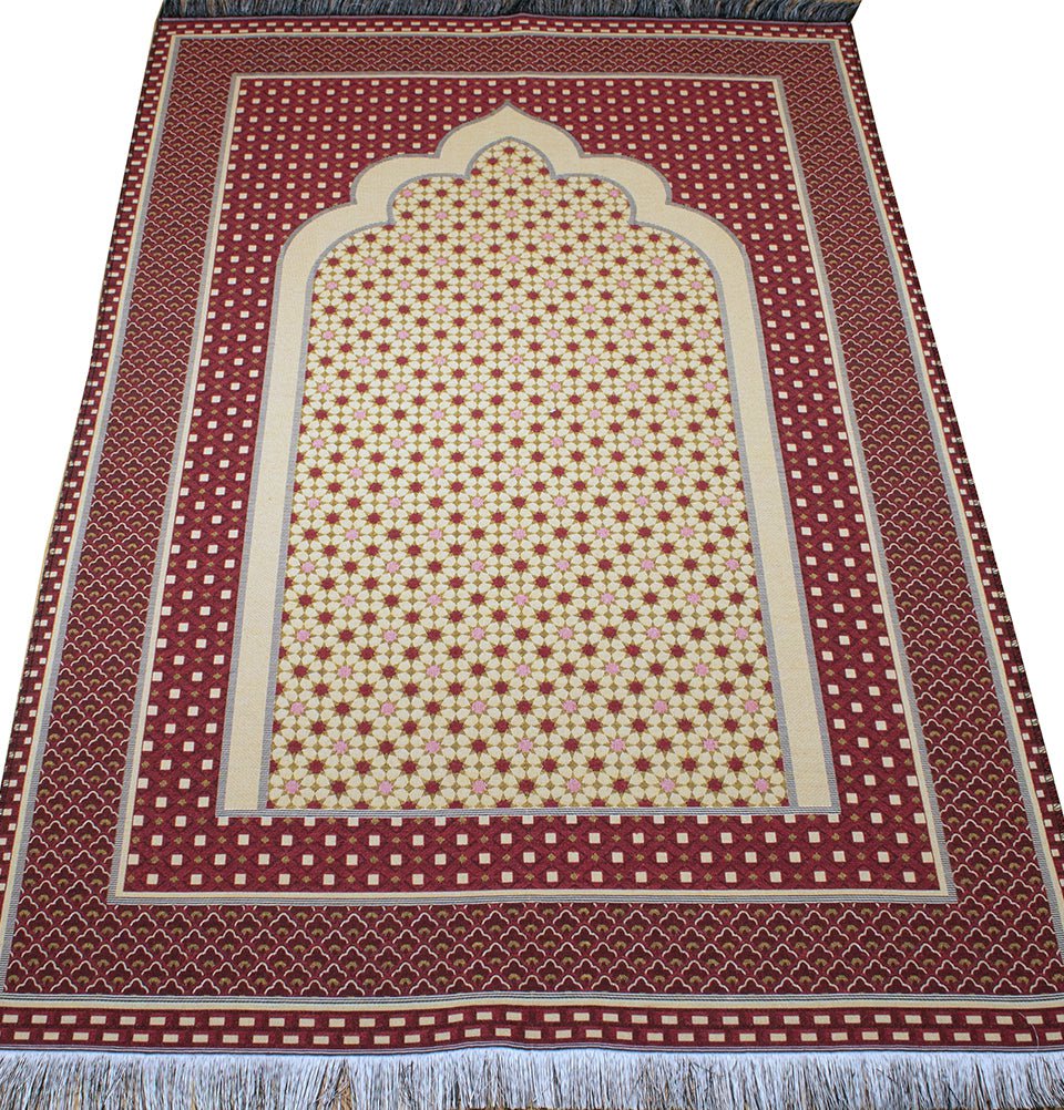 Cotton Woven Islamic Prayer mat Hira Diamond - Red