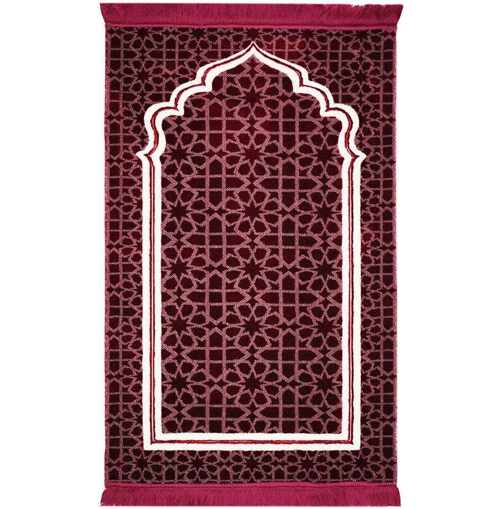 Double Plush Wide Islamic Prayer Rug Andalus - Red
