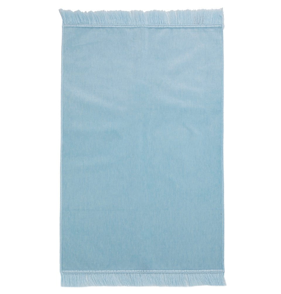 Solid Simple Velvet Islamic Prayer Rug - Baby Blue