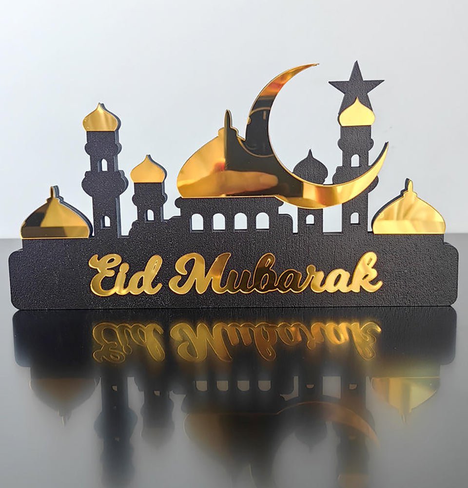 Islamic Holiday Decor - Masjid & Crescent Eid Mubarak Sign