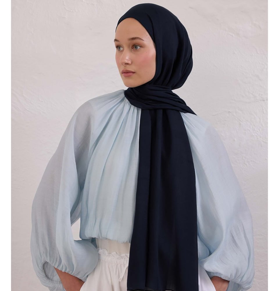 Everyday Basic Soft Viscose Shawl Hijab - Navy Blue
