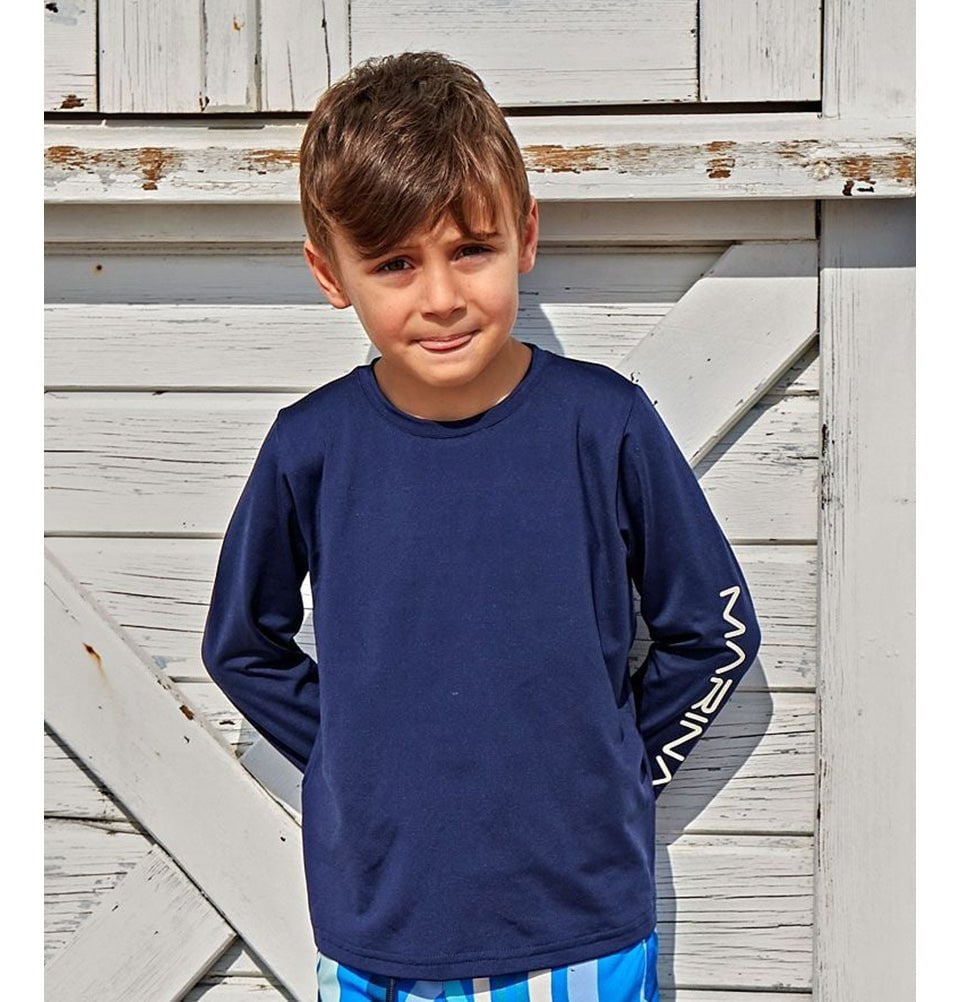 Boy's Modest Swim Shirt - MT2451 Blue