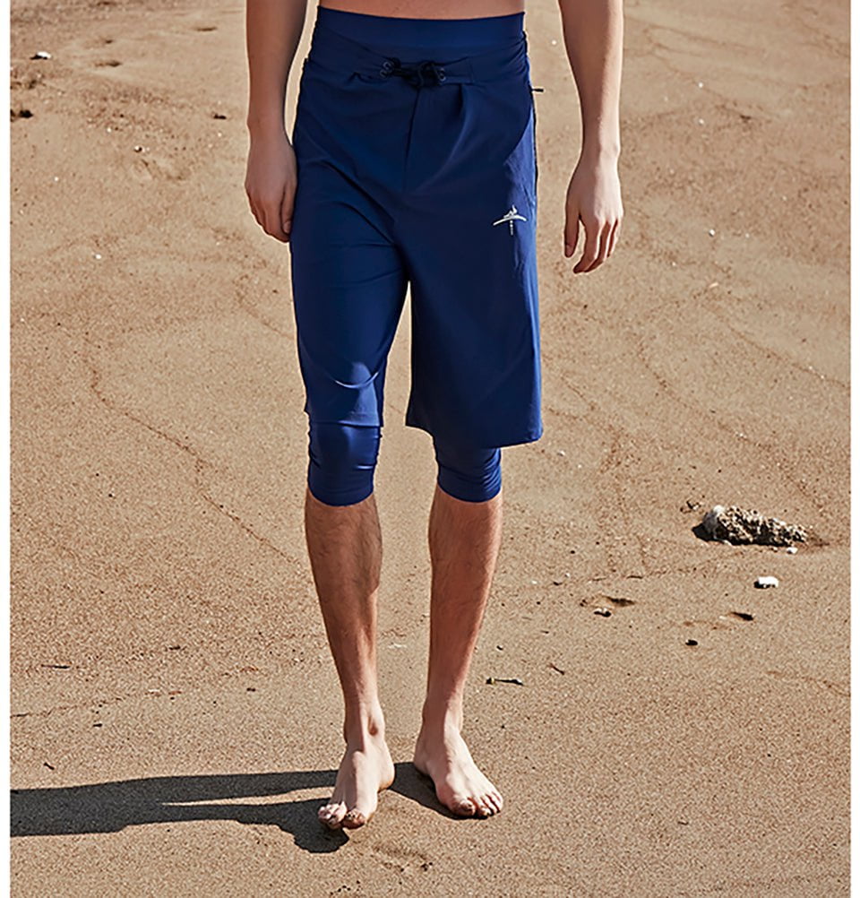 Men's Modest Swim Shorts - MS2402 Blue