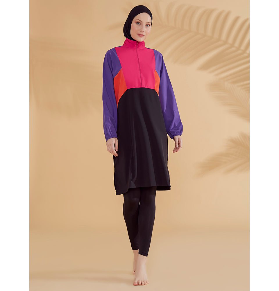 Women's Two Piece Full Coverage Modest Swimsuit - M2312 Color Block