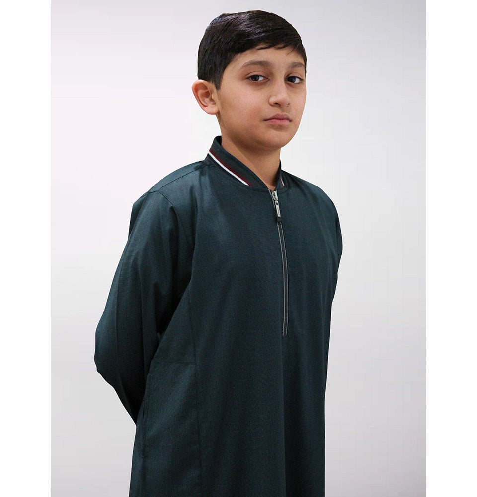 Boy's Full Length Islamic Thobe 220 - Pilot Green