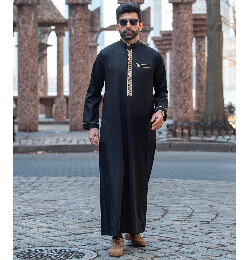 Men's Full Length Islamic Thobe 111 Classy Black