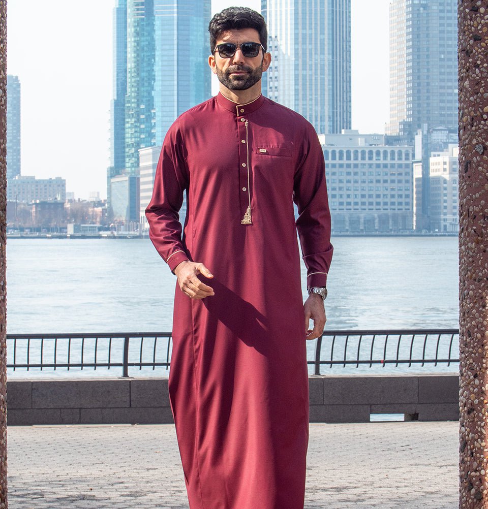 Men's Full Length Islamic Thobe 114 Suave Maroon