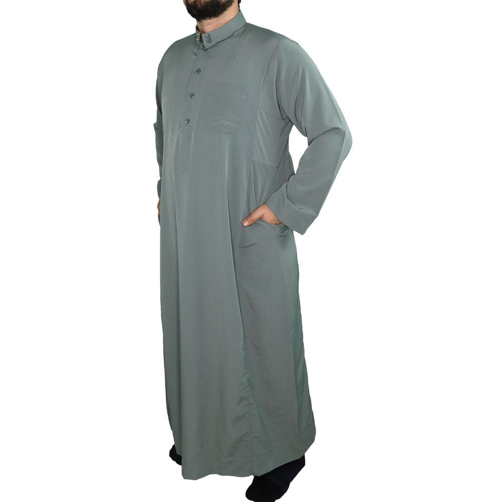 Men's Full Length Long Sleeve Islamic Thobe - Mint Grey