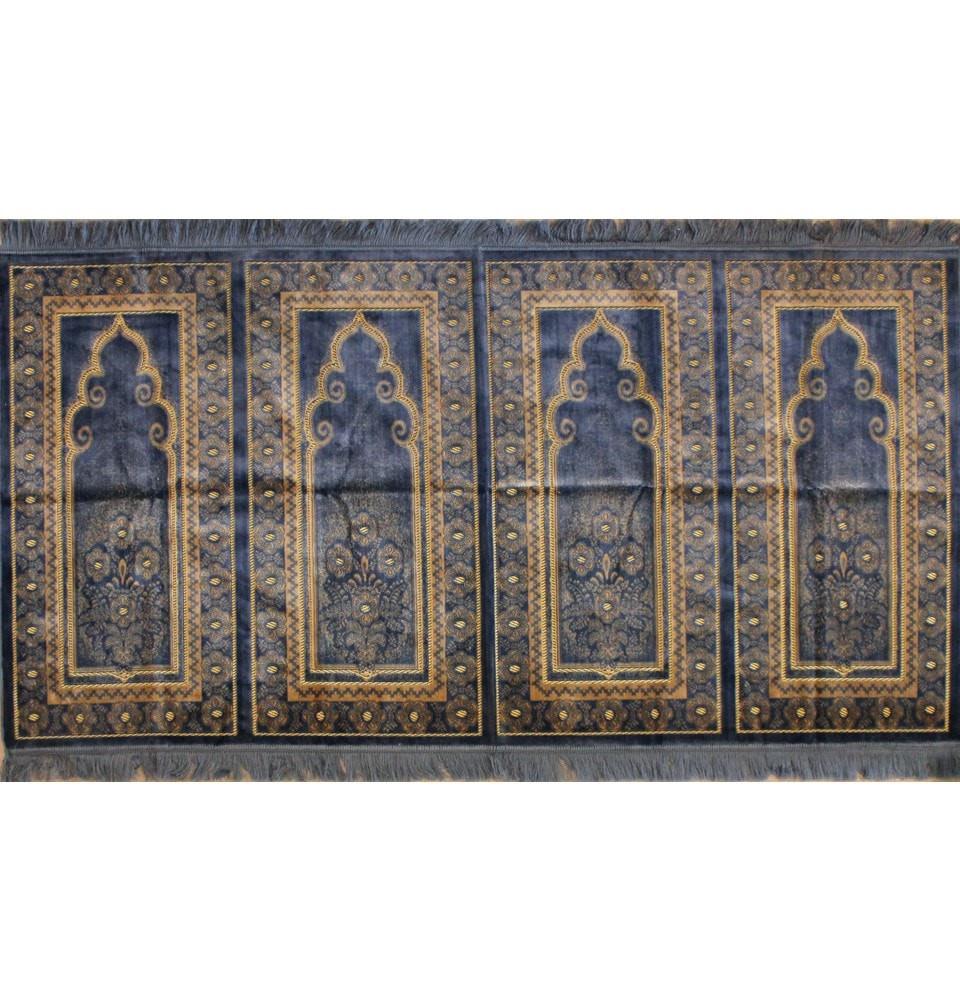 Wide 4 Person Masjid Prayer Rug Blue #2
