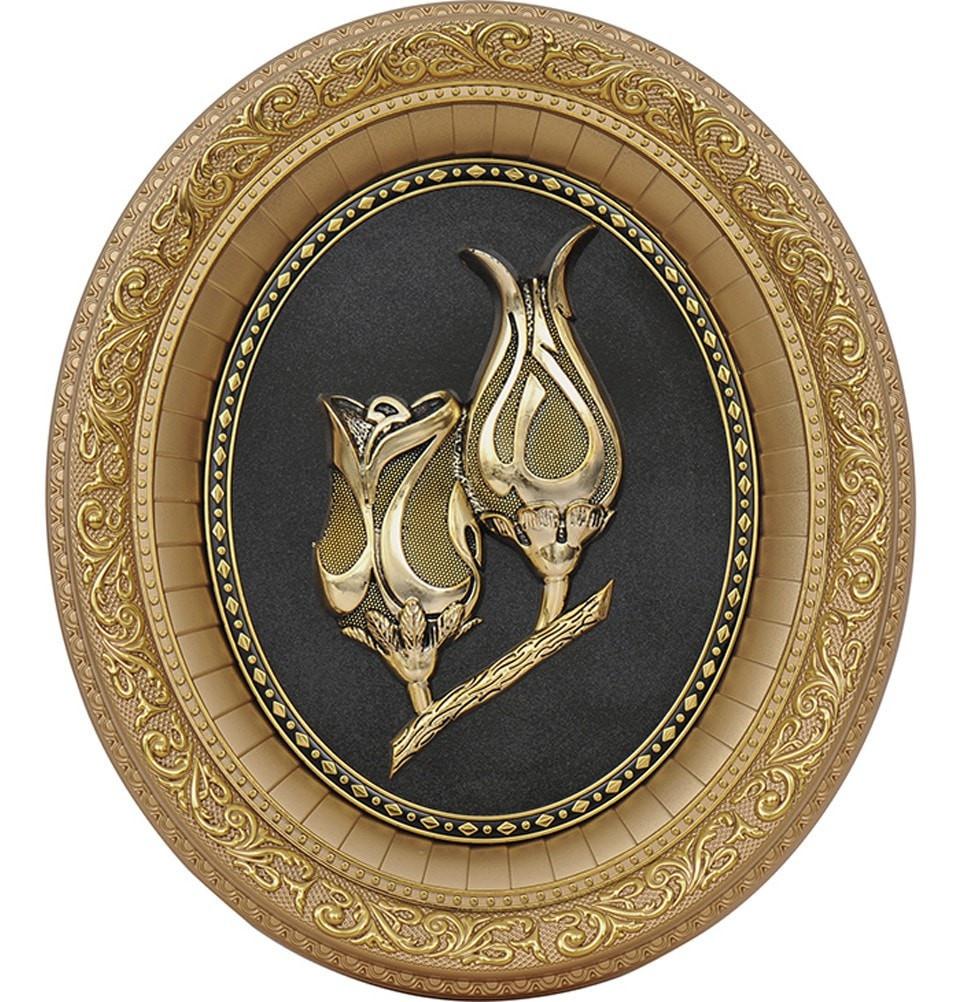 Islamic Oval Framed Art 'Lale Gul' Rose Tulip 1433