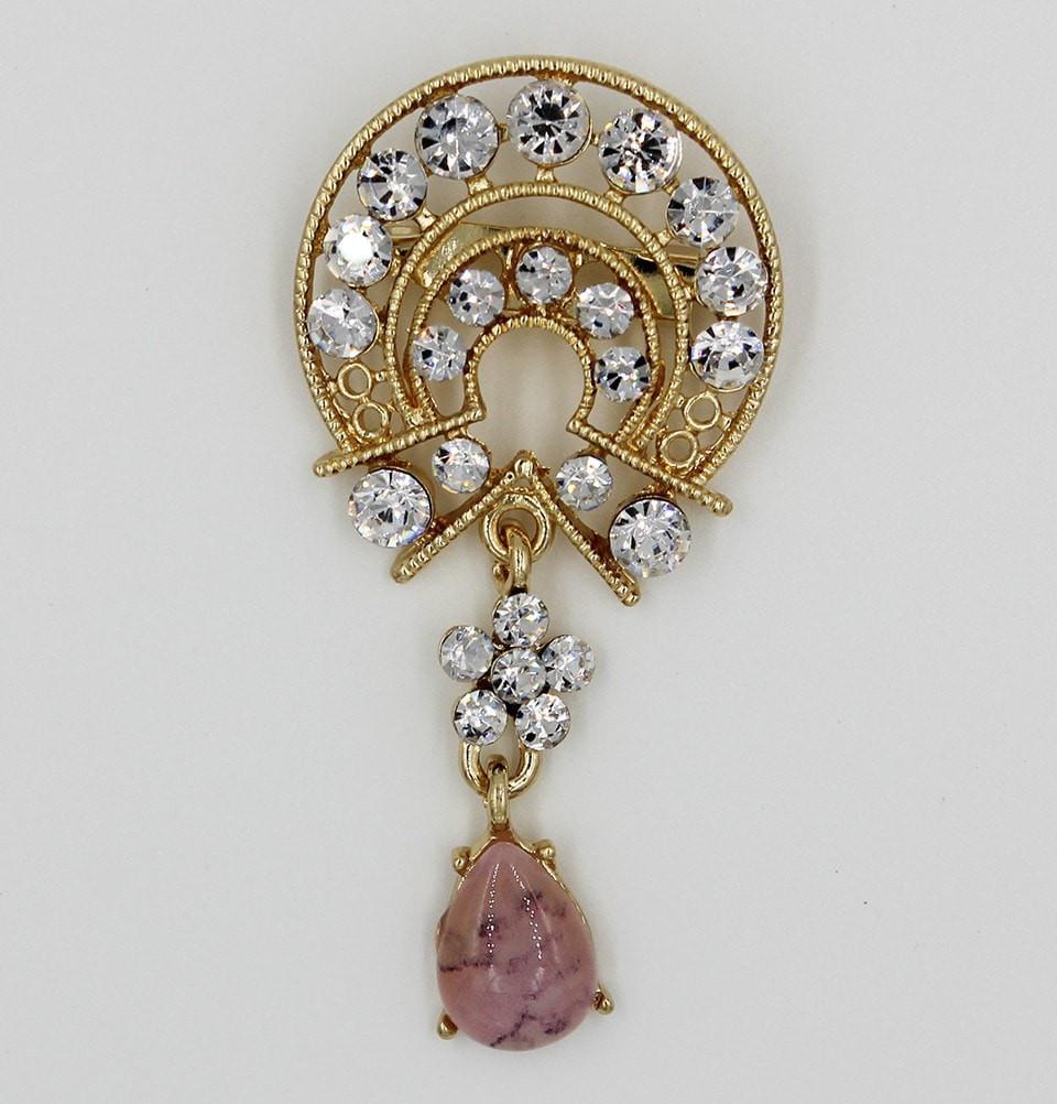 Turkish Jeweled Rhinestone Dangling Brooch