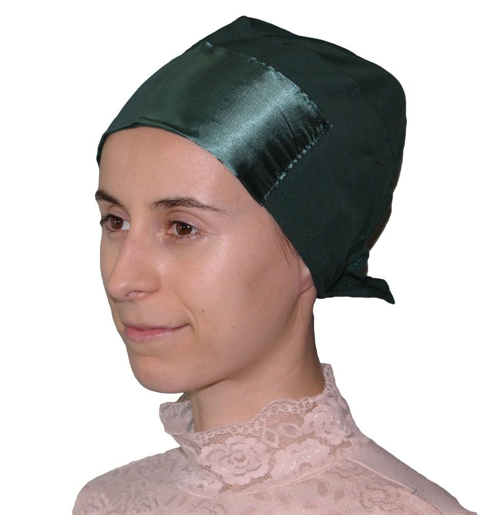 Ipekce Satin Bonnet Underscarf Forest Green