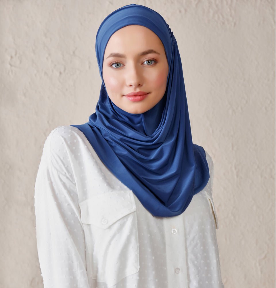 Modefa Premium Instant Wave Hijab - Denim Blue