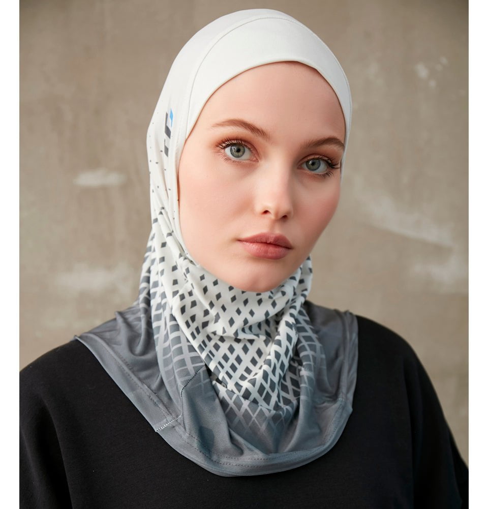 Modefa One Piece Instant Sports Hijab - Ombré Diamond - Gray Charcoal