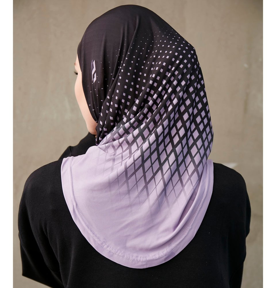 Modefa One Piece Instant Sports Hijab - Ombré Diamond -Purple Black
