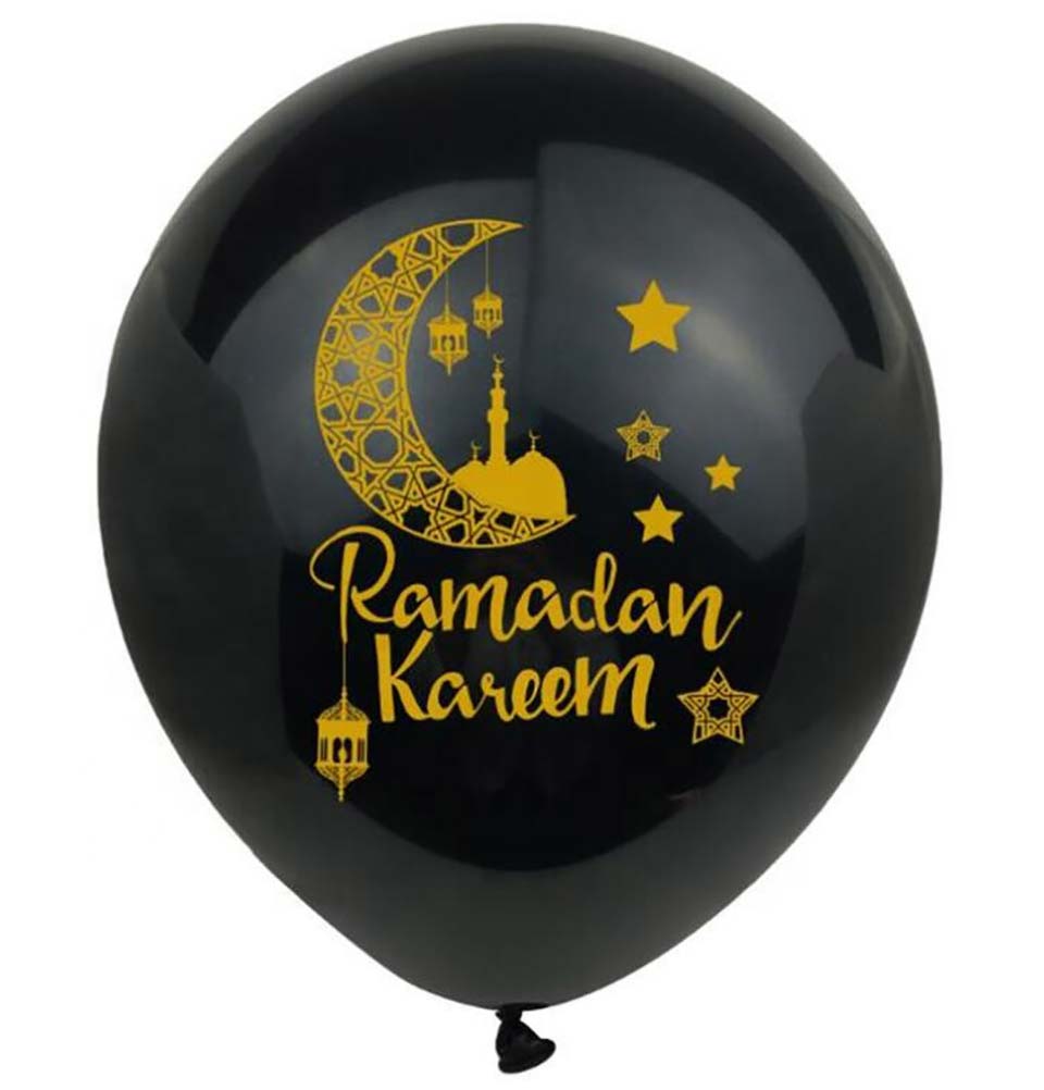 Islamic Holiday Decor | Ramadan Kareem Balloons | 10 Pack - Black