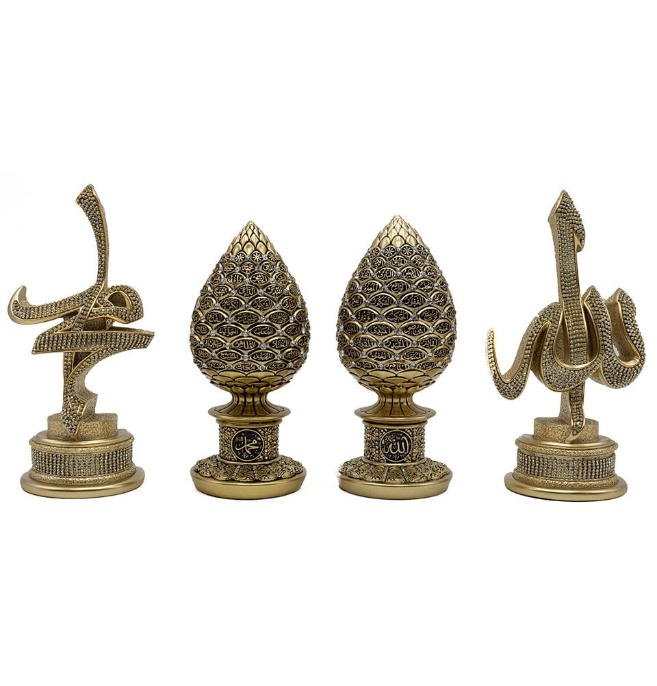 Islamic Table Decor 4 Piece Set | Allah & Muhammad with 99 Names Eggs
