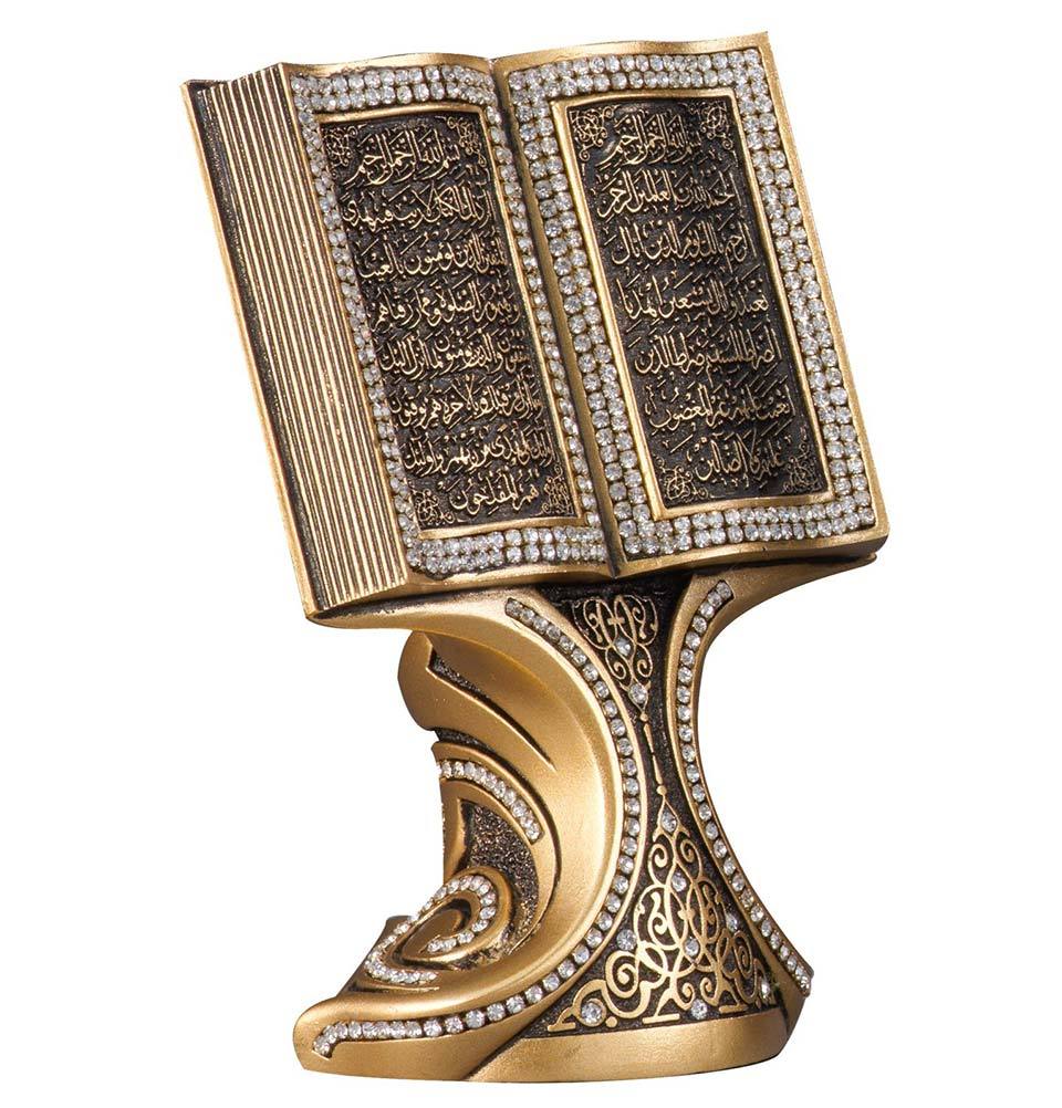 Islamic Table Decor | Quran Open Book with Al-Fatiha & Surah Al-Baqara
