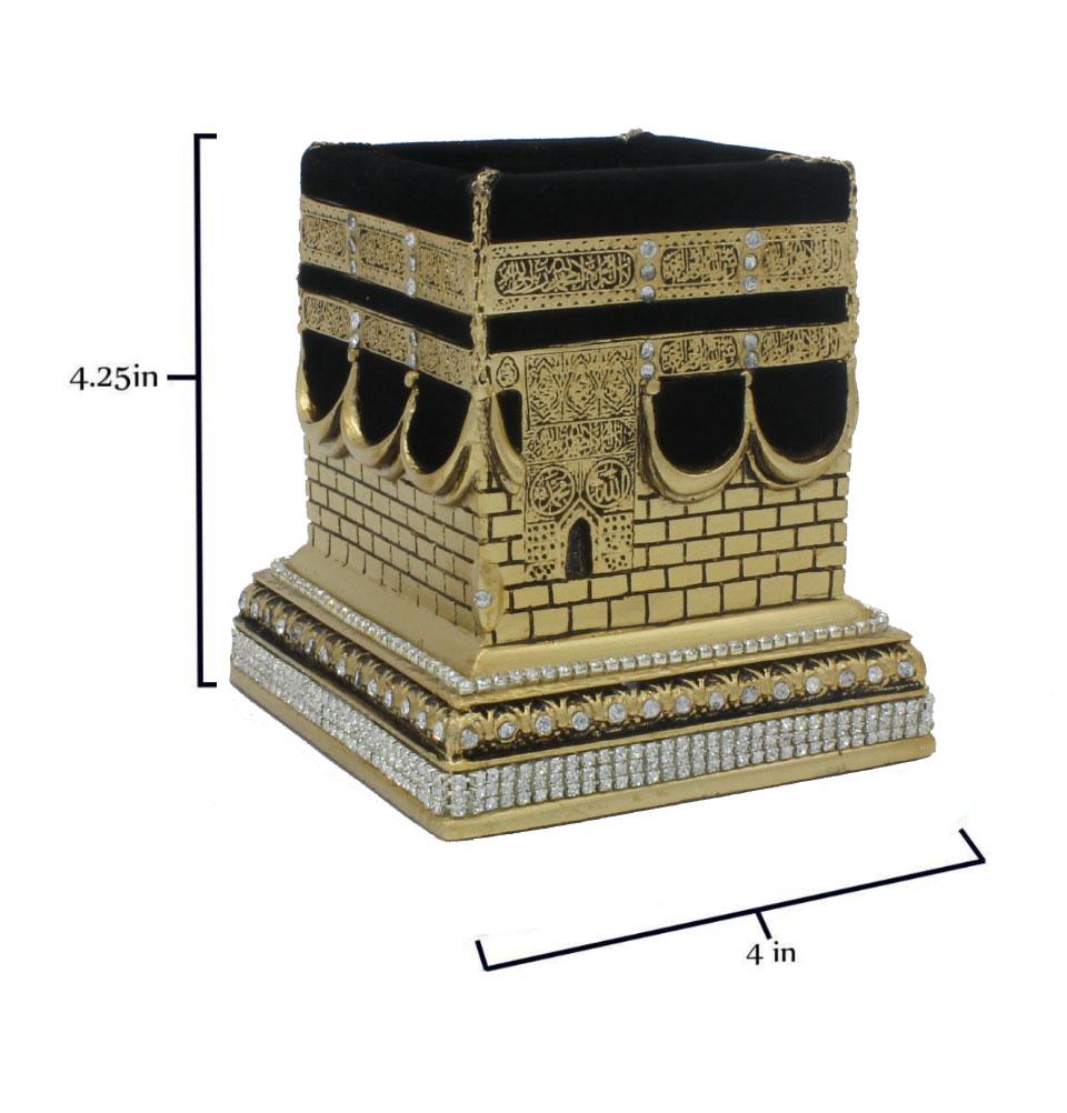 Islamic Table Decor 3 Piece Set - Kaba Replica & Allah Muhammad Cresce