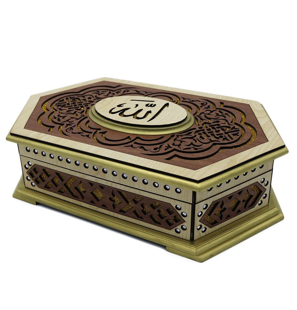 Lasercut Elegant Wooden Quran Display Box with Quran - Style 3