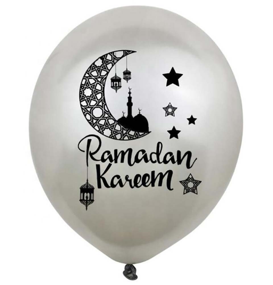Islamic Holiday Decor | Ramadan Kareem Balloons | 10 Pack - Silver