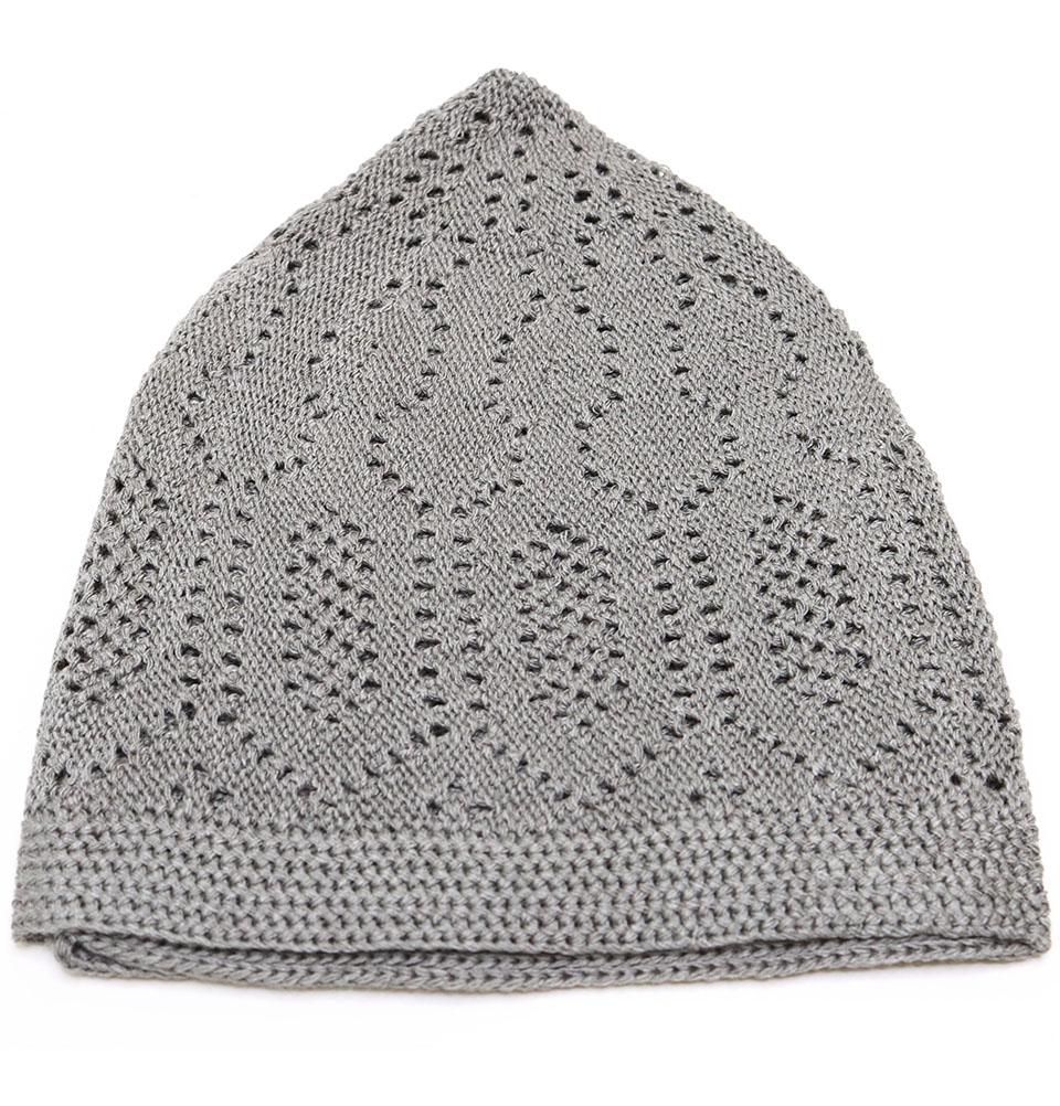 Islamic Men's Knit Kufi Cap - Gray
