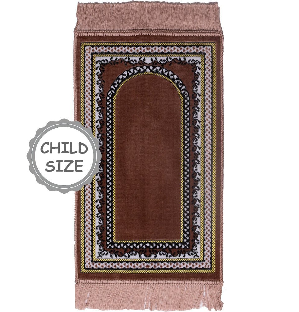 Child Velvet Prayer Rug - Pink with Vine Border