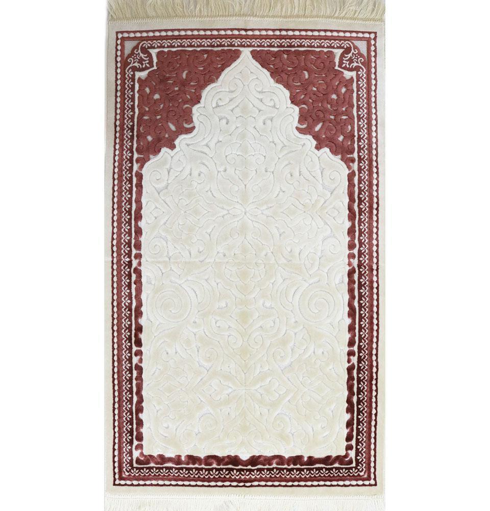 Plush Velvet Islamic Prayer Rug Sina - Simple Pink
