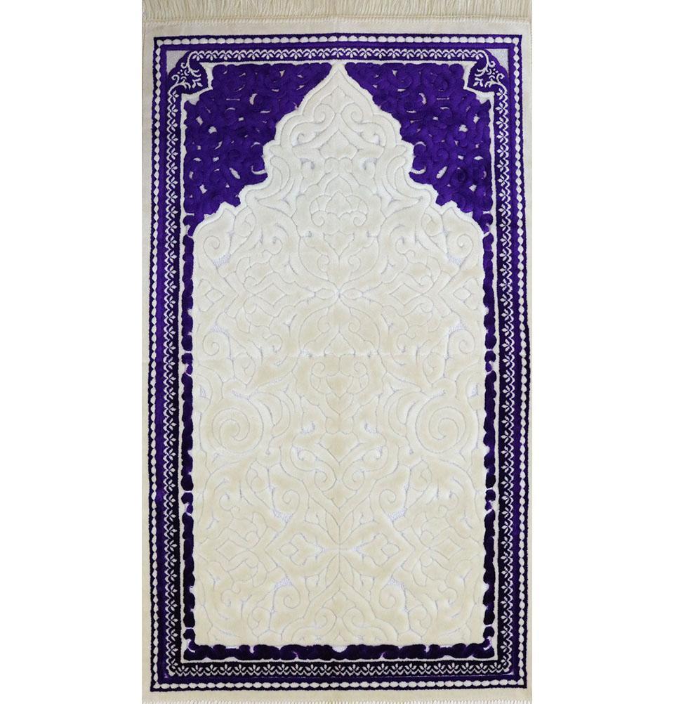 Plush Velvet Islamic Prayer Rug Sina - Simple Purple