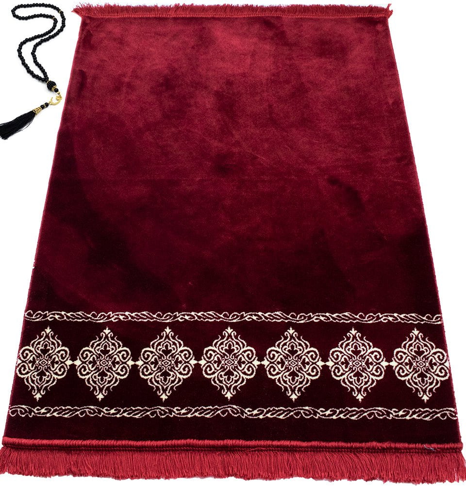 Grand Plush Wide Islamic Prayer Rug - Red