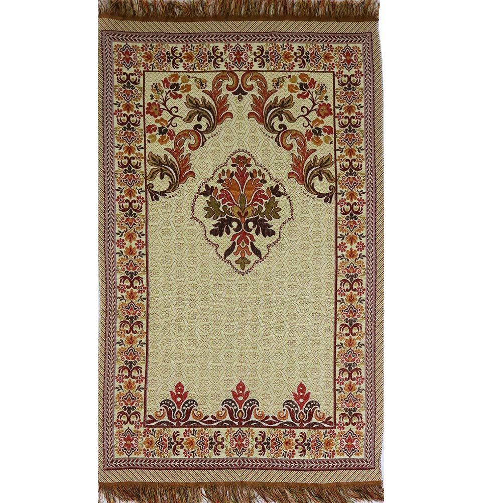 Shimmery Thin Floral Islamic Prayer Mat - Red/Orange