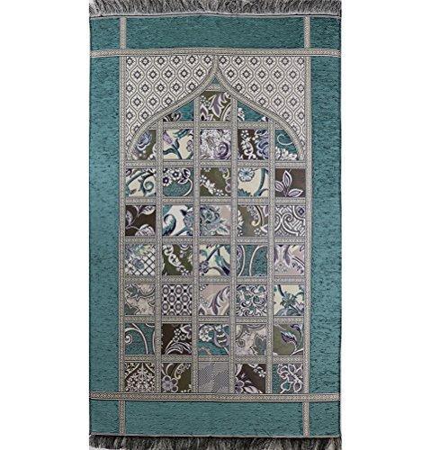 Chenille Islamic Prayer Mat Quilt Pattern Teal
